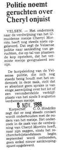 Ouders van vermiste Cheryl Morriën blijven hopen